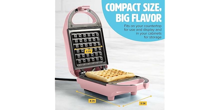 Tasty Mini Nonstick Pink Waffle Maker