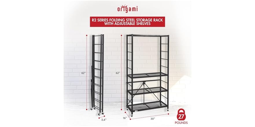 Origami 4 Tier Adjustable Shelf Rack