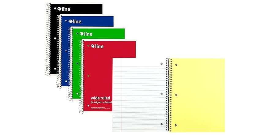 C-Line 3-Subject Notebook, Wide Ruled