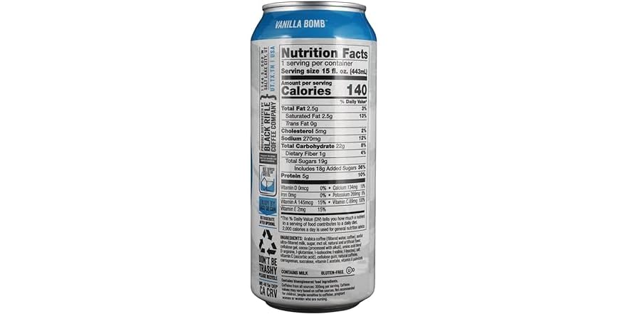 (12 Pack) Black Rifle Coffee RTD Vanilla Bomb, 15 Fl Oz