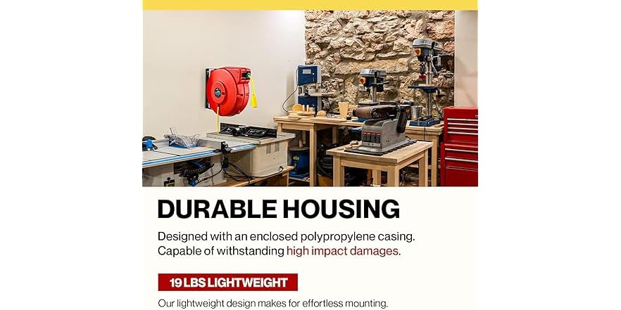 ReelWorks Extension Cord Reel Retractable 12AWG x 65'