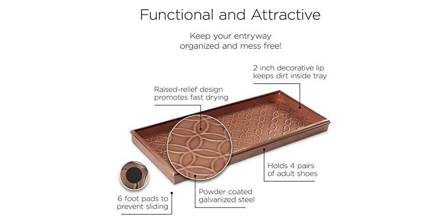 Double Circles Design Boot Tray Copper