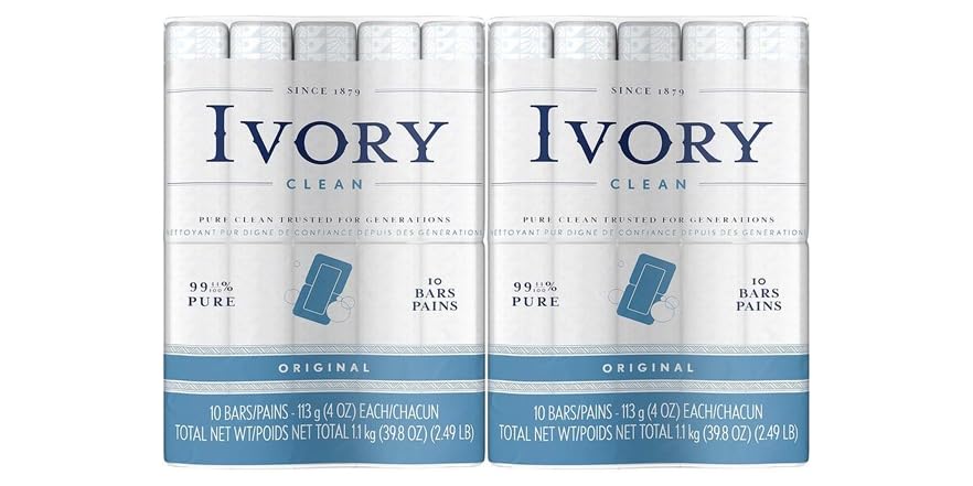 (2 Pack) Ivory Clean Original Bar Soap, 4 Ounce