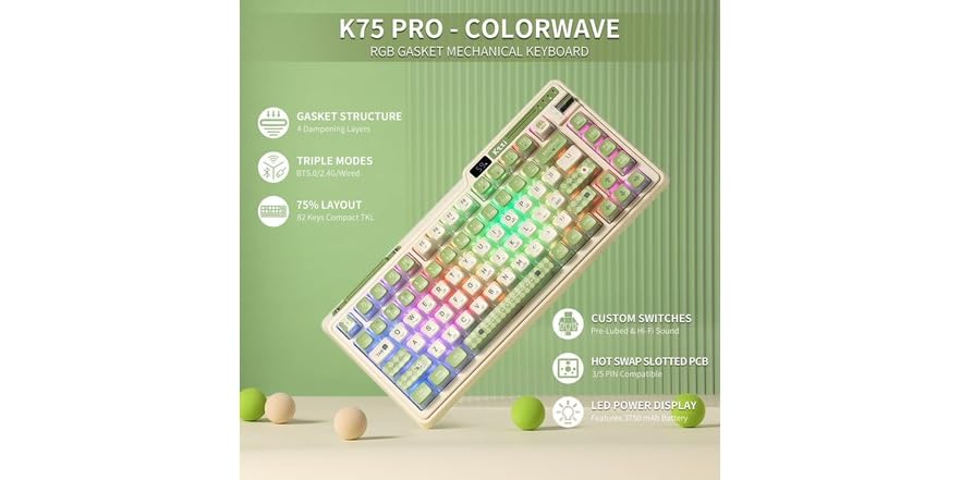 KZZI K75 PRO 75% Wireless Mechanical Keyboard (Open Box)