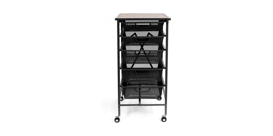 Origami 5-Drawer Storage Cart Black