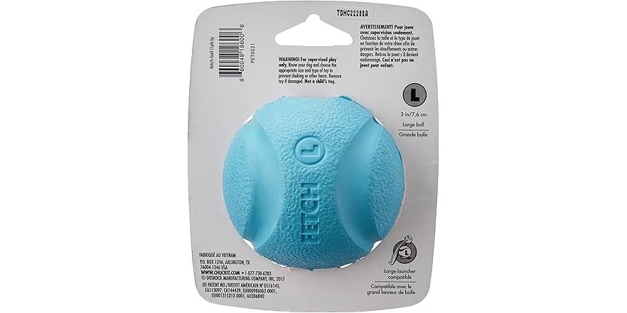 Chuckit! High-Bounce Rubber Fetch Ball, Large 3"