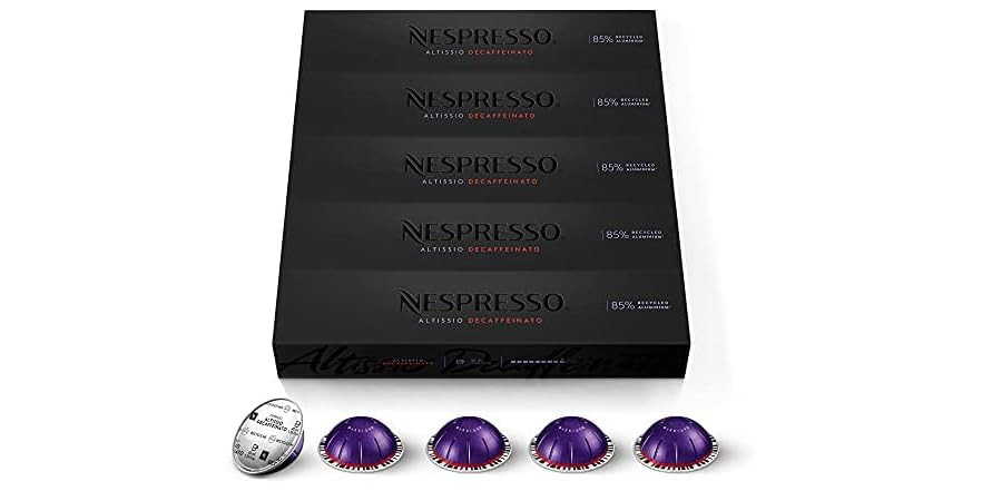 Nespresso Vertuo Altissio Decaffeinato Espresso Capsules, 50-ct