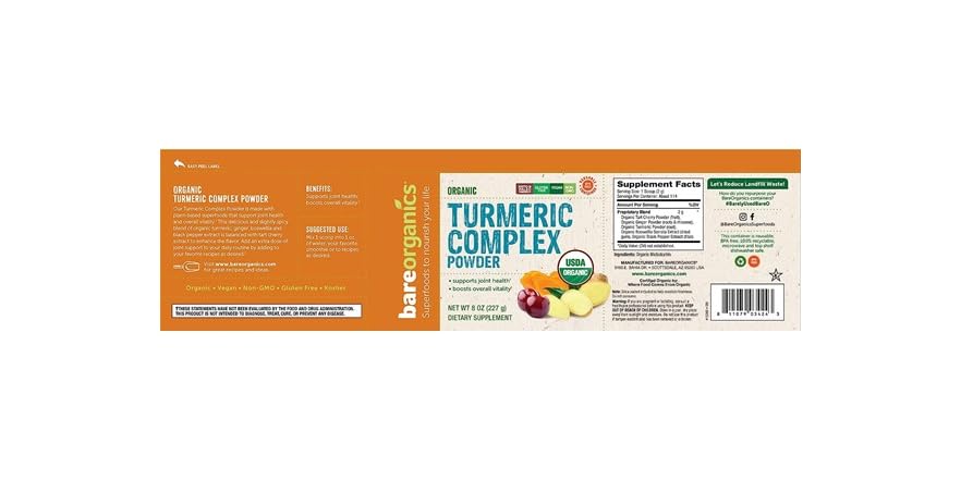 (2 Pack) BareOrganics Turmeric Complex Powder (Organic)