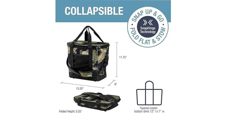 CleverMade Collapsible Cooler Bag, 24 Can - Camo