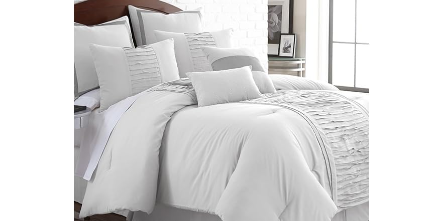 Marilyn Embellished 8-pc Comforter Set-Off-White-Queen