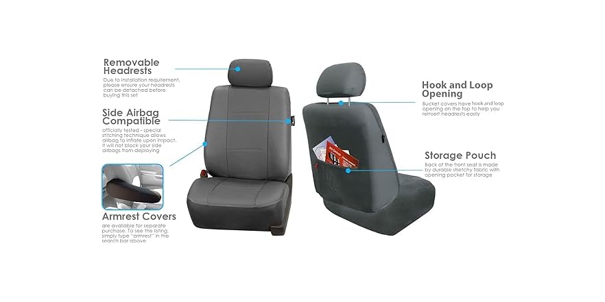 FH Group Front Faux Leather Car Seat Cover