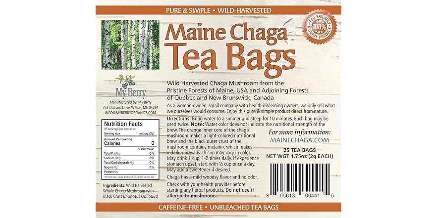 Maine Chaga Tea Bags 25ct