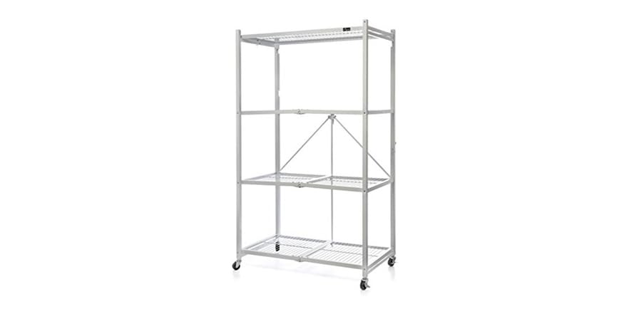 Origami 4-Shelf Collapsible Rack with Wheels, White