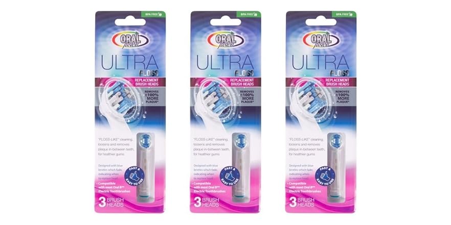 3-Pk Ultra Floss Brush Heads 3 Ct, Compatible w/Oral-B