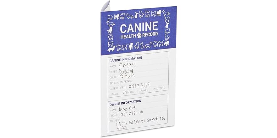 48 Pack Puppy Vaccination Record Cards