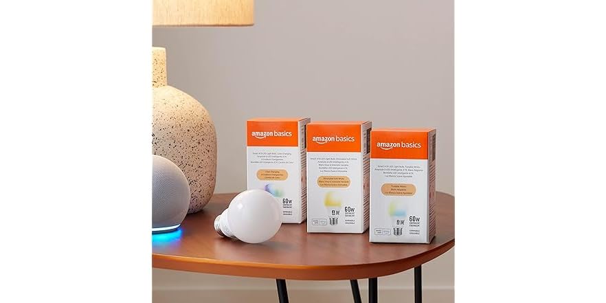 Amazon Basics Smart A19 LED Light Bulb, Color Changing