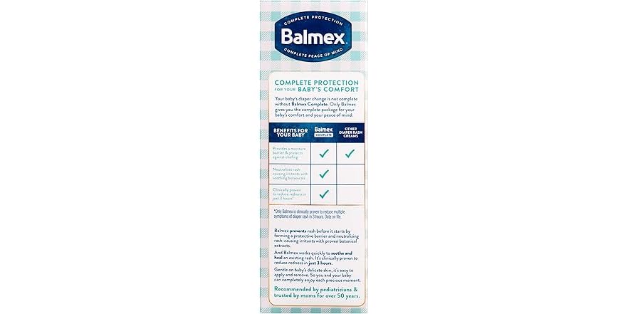 Balmex Diaper Rash Cream - 4 oz