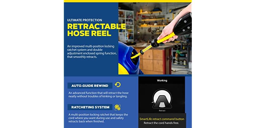 Goodyear Retractable Cord Reel 12AWG 65ft w/Alexa