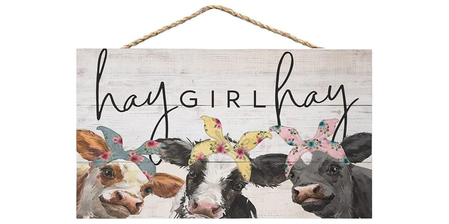 Hay Girl Hay Cow Sign Rustic Wood Sign