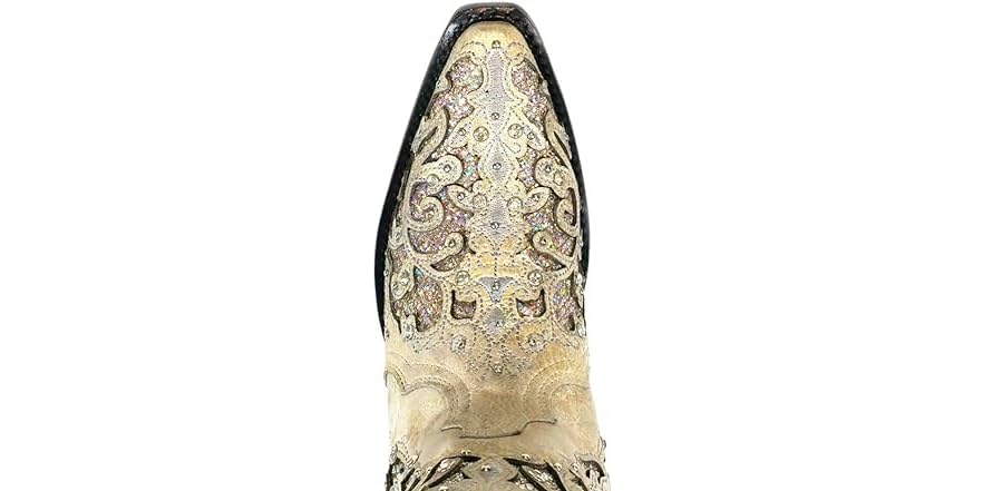 Leather Glitter Inlay Boot with Crystals (6.5)