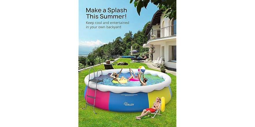 EVAJOY Inflatable Top Ring Swimming Pools 18ft*48in Round