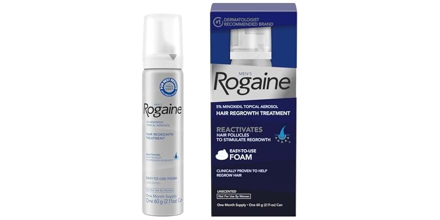 (1 month Supply) Men’s Rogaine 5% Minoxidil Topical Foam