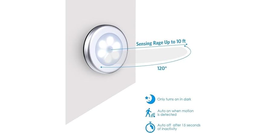 6 PC Battery-Powered Motion Sensor Light