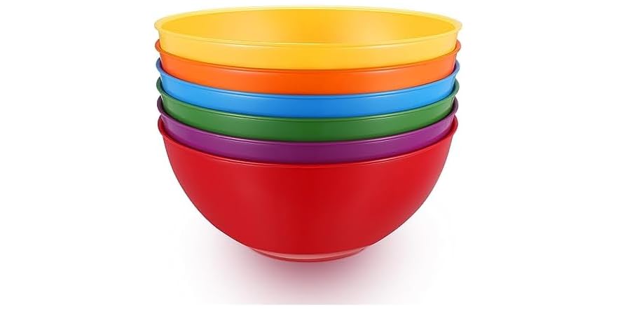 6 Pcs Plastic Mixing Bowls Set (2 Pack)