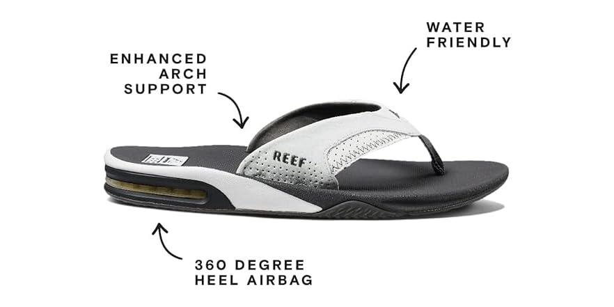 Reef Sandals, Fanning, Grey/White, 7