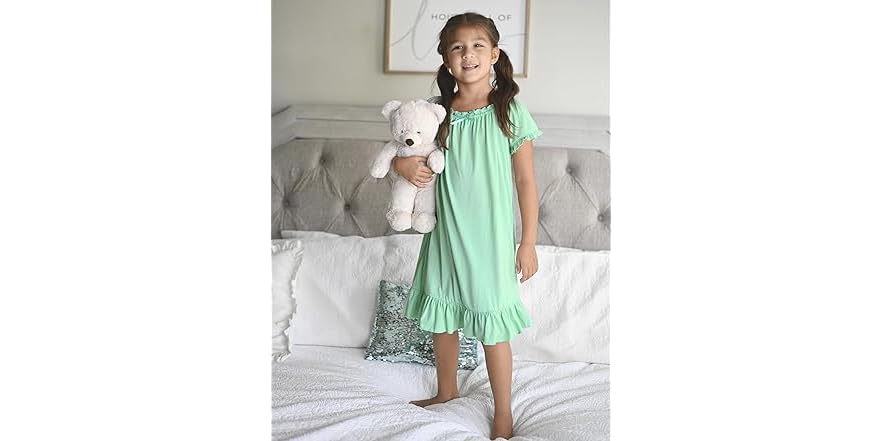 Girls Short Sleeve Pajama Dress