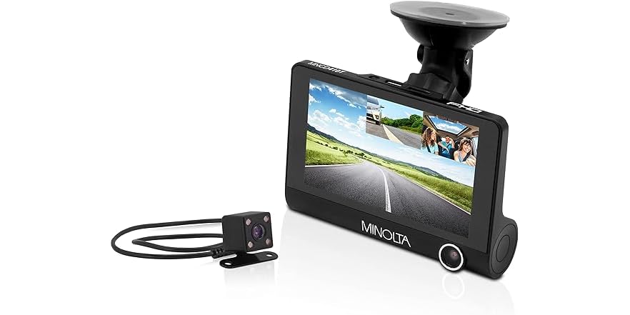 Minolta 3-Channel 1080p Car Camcorder w/4.0" LCD & Rear Camera