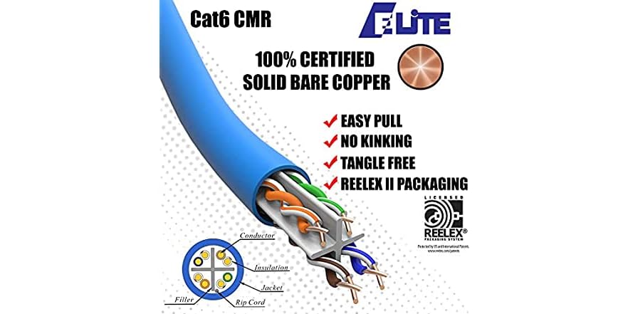 CAT6E Riser (CMR), 1000', 600MHz
