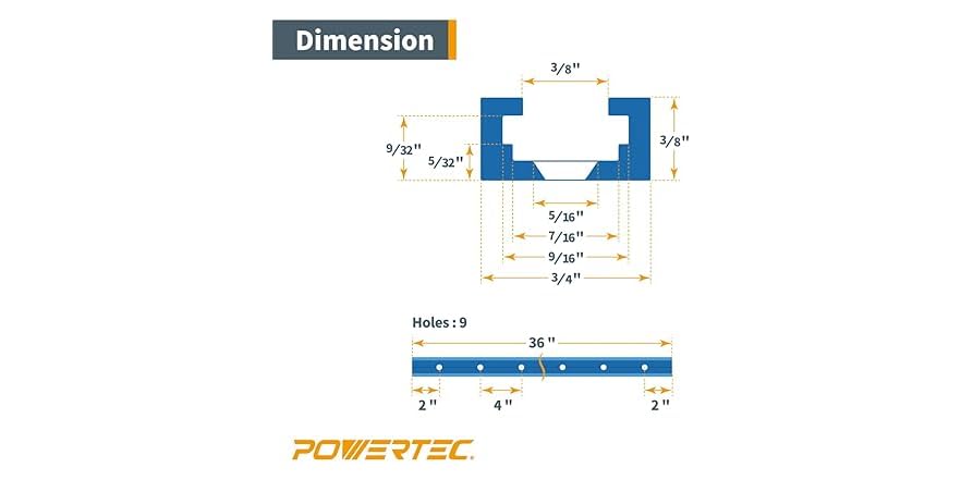 POWERTEC 71119 36 Inch Double-Cut Profile T-Track