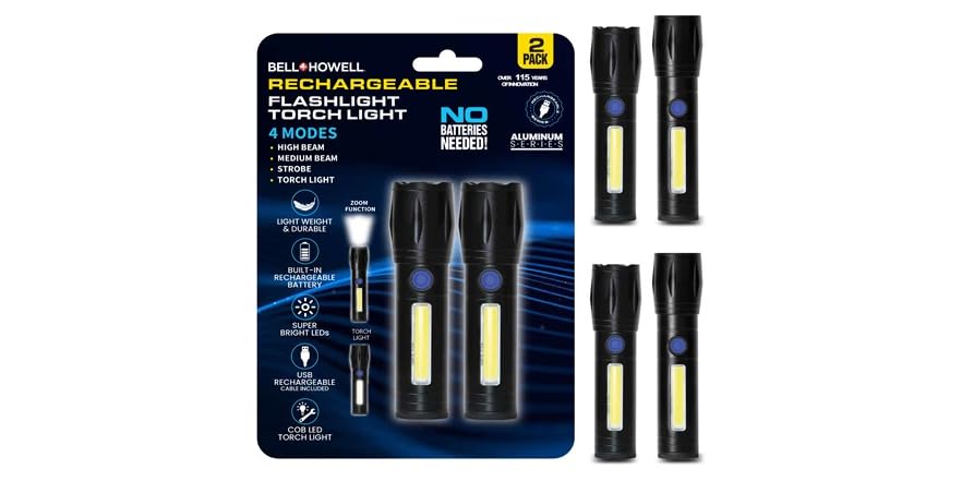 Rechargeable 2Pc Flashlight Torchlight