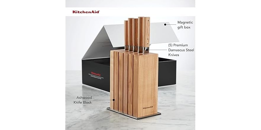 KitchenAid 6-Piece Ashwood Knife Block S