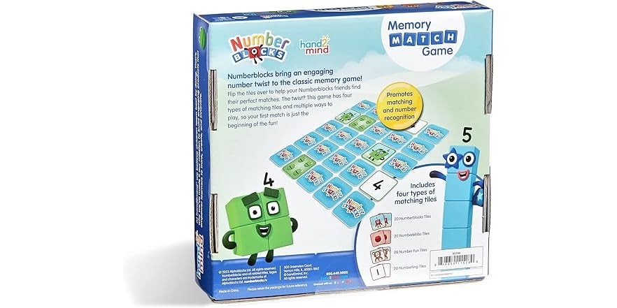 hand2mind Numberblocks Memory Match Game