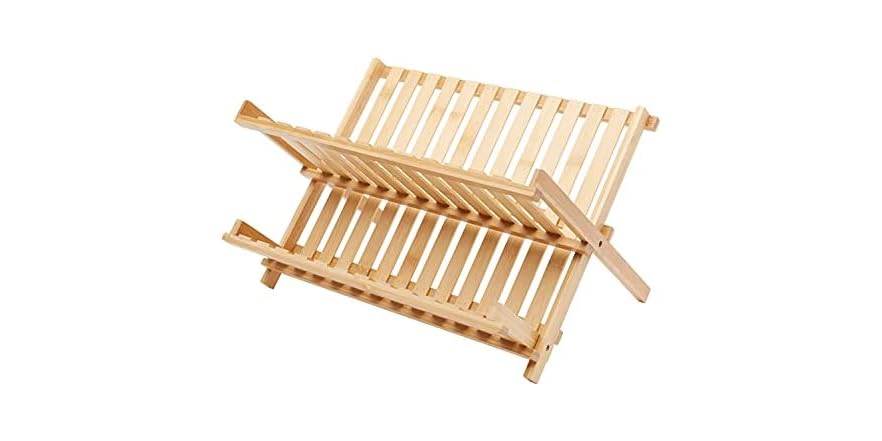 Amazon Basics 2-Tier Wide-Slat Bamboo Dish Drying Rack
