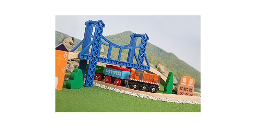Orbrium Toys 52 Pcs Deluxe Wooden Train…