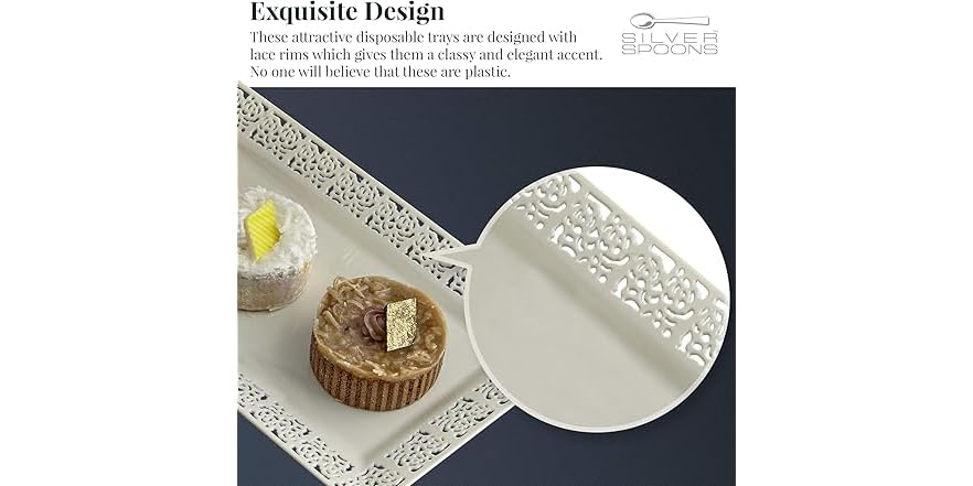 Silver Spoons Elegant Lace Plastic Serving Trays (6 PC)