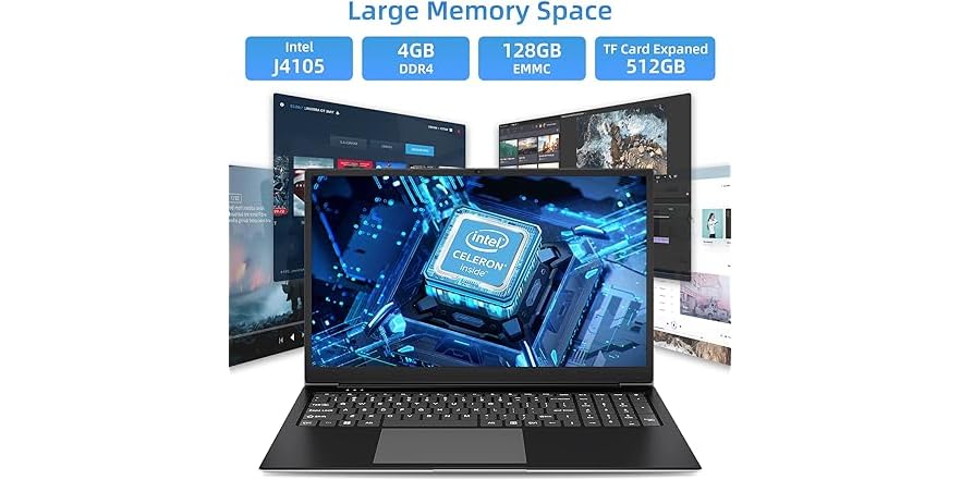 SGIN 17 Inch Laptop, Laptops with IPS Display, 4GB RAM 128GB SSD ...