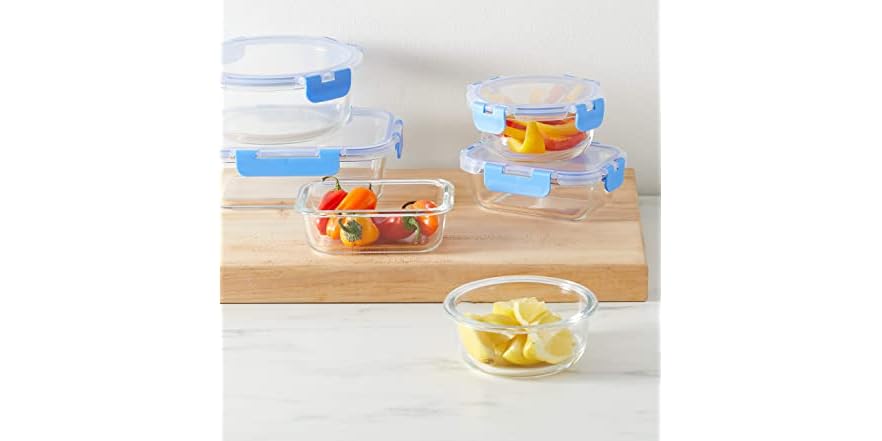 Amazon Basics Glass Food Container, 14- Piece
