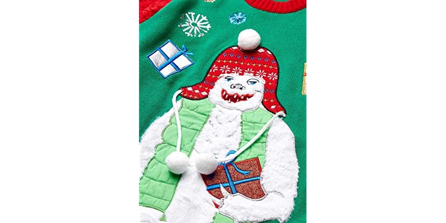 Mens Fur Sleeve Yeti Present Sweater