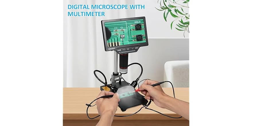Digital Microscope with Multimeter LCD