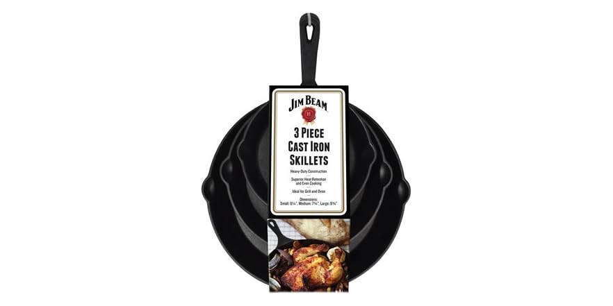 Jim Beam Cast Iron 3 Piece Skillet