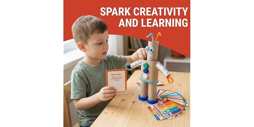 4 1/2" x 5 1/2" Grades K-2 STEM Makerspace Laminated Cardstock Task Cards