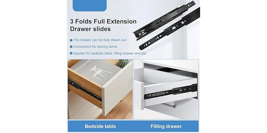 Sulawskys 22 inch Drawer Slides 1 Pairs (2pcs) Fu
