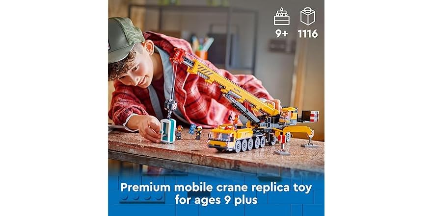 LEGO City Yellow Mobile Construction Crane Toy Set