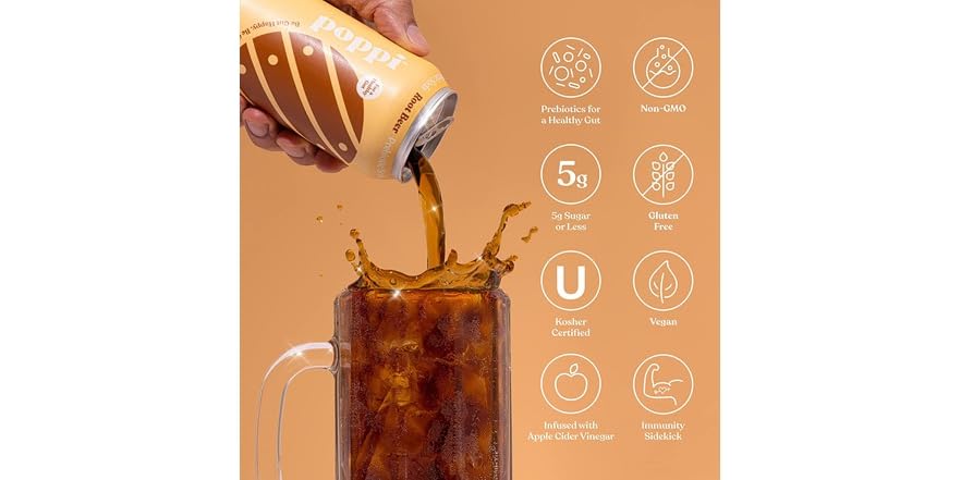(12 Pack) Poppi Root Beer Prebiotic Soda