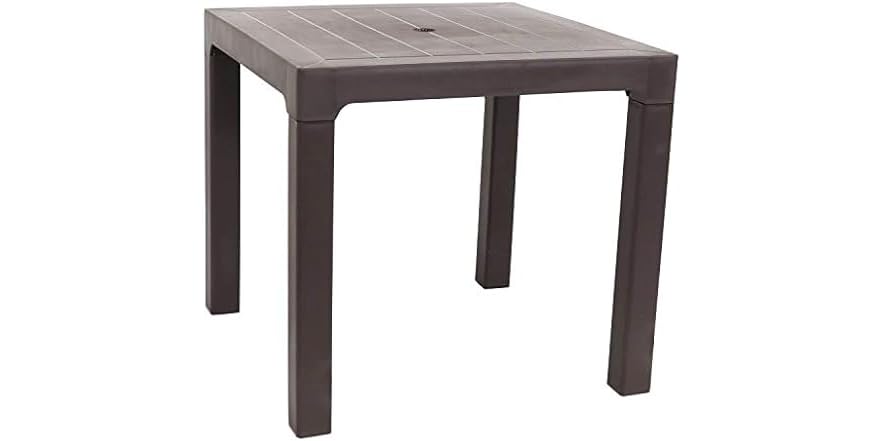 Sunnydaze 31-Inch Square Plastic Indoor/Outdoor Dining Table - Brown