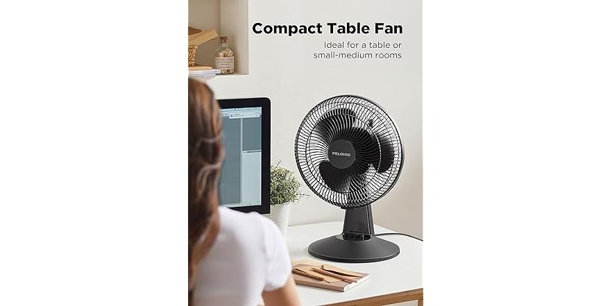 PELONIS Oscillating Table Fan 12-Inch